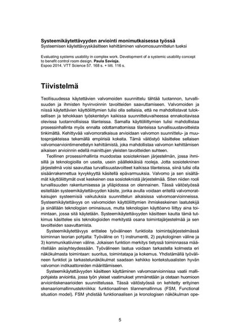 Evaluating Systems Usability In Complex Work Development Of A Systemic Usability Concept To