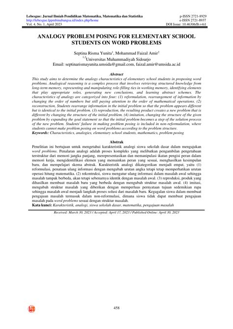 Pdf Analogy Problem Posing For Elementary School Students On Word