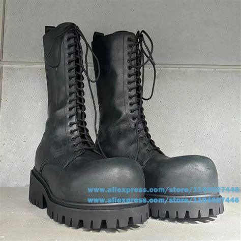 Мужские ботинки с большим круглым носком черные кожаные туфли в стиле ретро дизайнерские