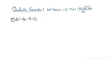 Applying The Quadratic Formula For Decimal Answers Algebra