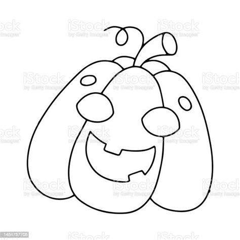 쾌활한 호박 아이들을위한 색칠 공부 책 페이지 만화 스타일의 캐릭터 흰색 배경에서 격리된 벡터 그림입니다 할로윈 테마 10월에 대한 스톡 벡터 아트 및 기타 이미지 Istock