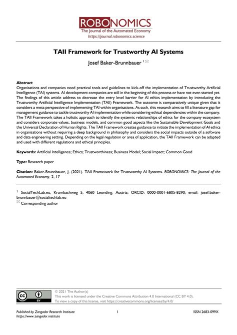 Pdf Taii Framework For Trustworthy Ai Systems