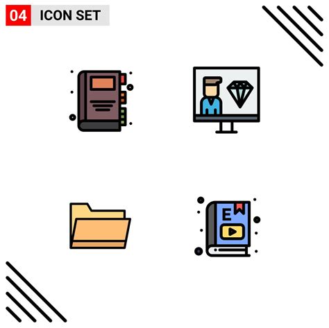 4 Universal Filledline Flat Colors Set For Web And Mobile Applications
