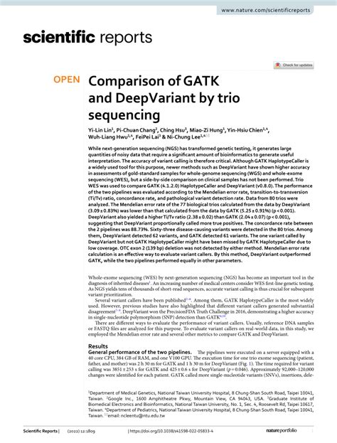 Pdf Comparison Of Gatk And Deepvariant By Trio Sequencing