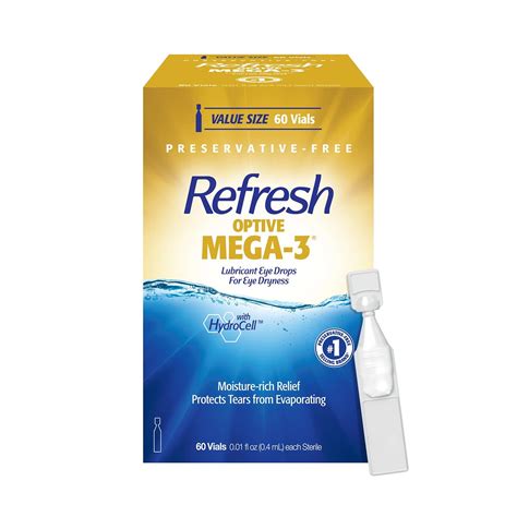 Refresh Optive Mega 3® Preservative Free Eye Drops 60 Vials Dryeye Rescue