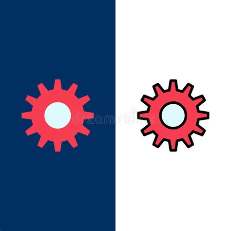 Cog Gear Setting Icons Flat And Line Filled Icon Set Vector Blue Background Stock Vector