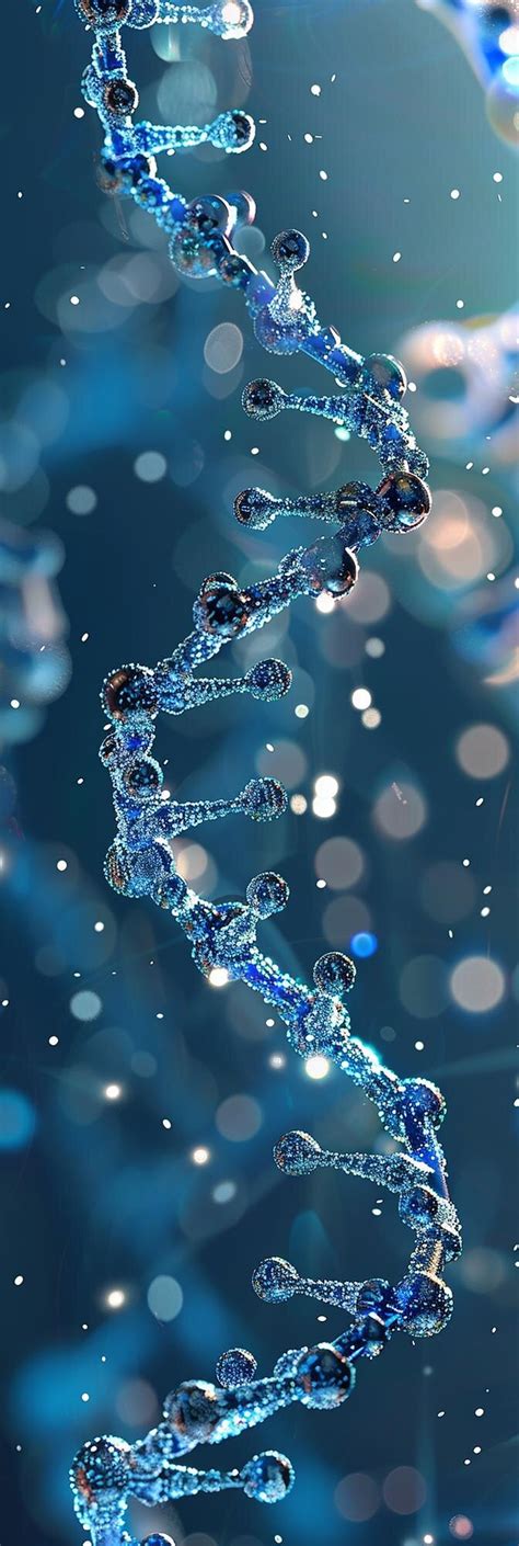 3d Spatial Dna Blue Background Macro Premium Ai Generated Image
