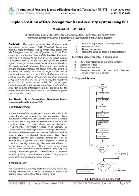 Pdf Irjet Implementation Of Face Recognition Based Security System