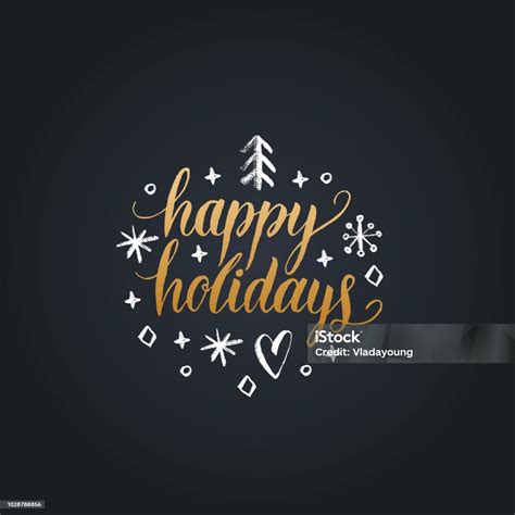 해피 홀리데이 검은색에 문자입니다 인사말 카드 그림 그리기 크리스마스 분필 벡터 포스터 등 즐거운 연말연시 되세요 문구에 대한 스톡 벡터 아트 및 기타 이미지 Istock