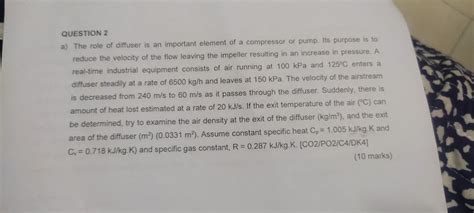 Solved QUESTION 2a The Role Of Diffuser Is An Important Chegg Com