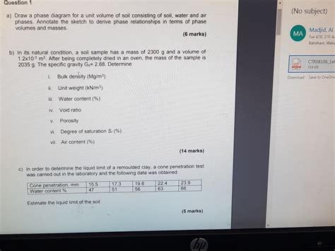 Solved Question No Subject A Draw A Phase Diagram For A Chegg
