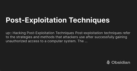 post exploitation techniques obsidian publish