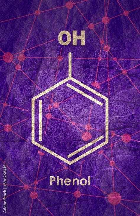 Phenol Structural Chemical Formula Lines And Dots Connected Background