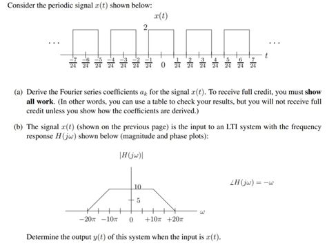 solved consider the periodic signal x t shown below t t