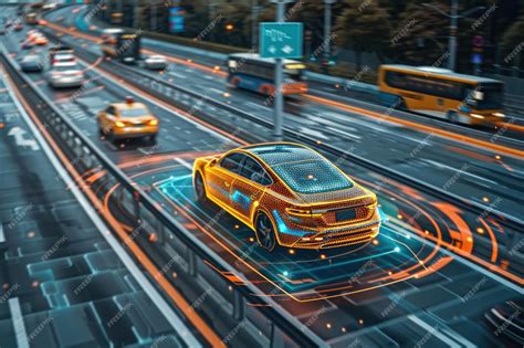 Premium Photo Modern Urban Roads Intelligent Vehicle Autonomous Driving