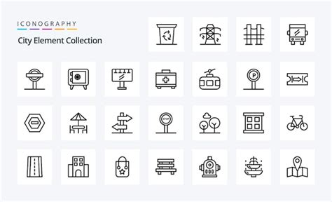 Premium Vector 25 City Element Collection Line Icon Pack Vector Icons Illustration