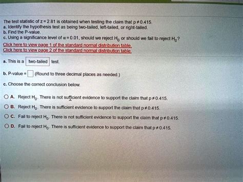 Solved The Test Statistic Of 2 2 81 Is Obtained When Testing The