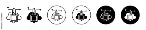 Edge Computing Icon Set Cloud Computing Vector Symbol In Black Filled And Outlined Style Stock
