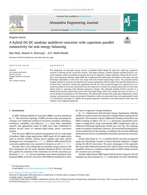 Pdf A Hybrid Dc Dc Modular Multilevel Converter With Capacitors Parallel Connectivity For Arm