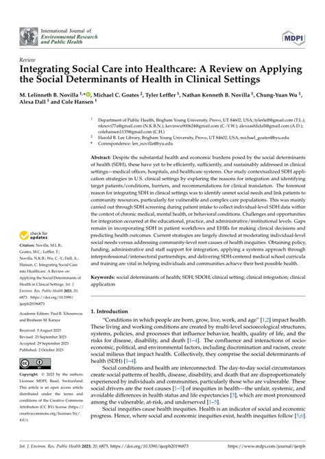 Pdf Integrating Social Care Into Healthcare A Review On Applying The