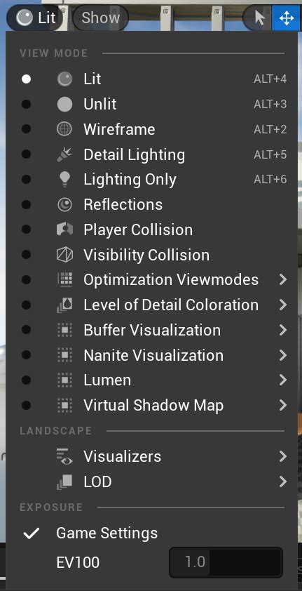 Viewport Modes In Unreal Engine Unreal Engine 56 Documentation