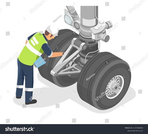 Aircraft Engineer Checking Landing Gear Technicians Stock Vector Royalty Free 2237468903