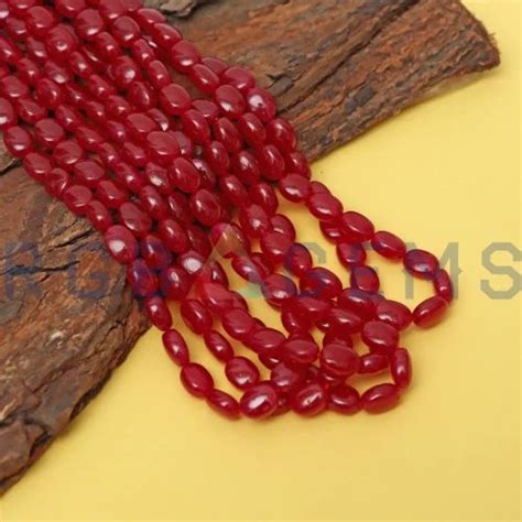Red Mani Beads Lab Grown Ruby Chatham Shape Oval Size 3 5 To 8 10 Mm At Rs 15 00 Carat In Jaipur