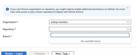 No Github Repositories In Azures Static Web App Microsoft Qanda