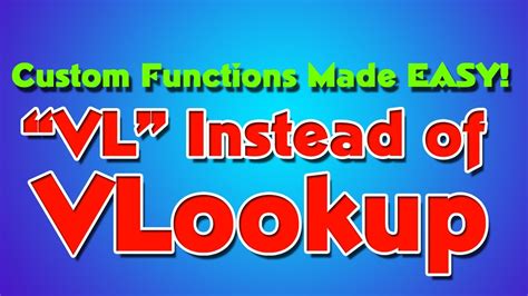 Vl Instead Of Vlookup Custom Function Lessons Excel Vba Easy Youtube