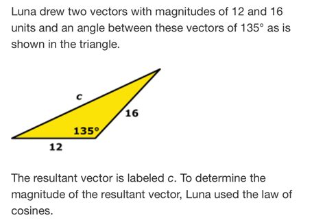 Solved Luna Drew Two Vectors With Magnitudes Of 12 And 16 Units And An