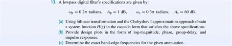 Solved 13 A Lowpass Digital Filters Specifications Are
