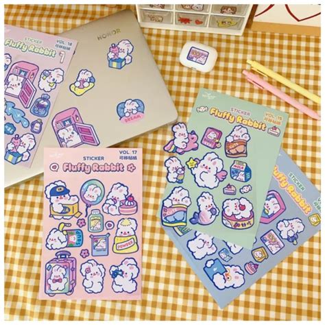 😋 สติ๊กเกอร์ รุ่น กระต่าย Sticker น่ารัก สำหรับติดตกแต่ง Diy ติดแน่น ทนนาน วัสดุ Pvc กันน้ำ