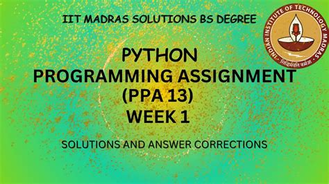 Iitm Bs Python Week 1 Ppa 13 Full Solution Youtube