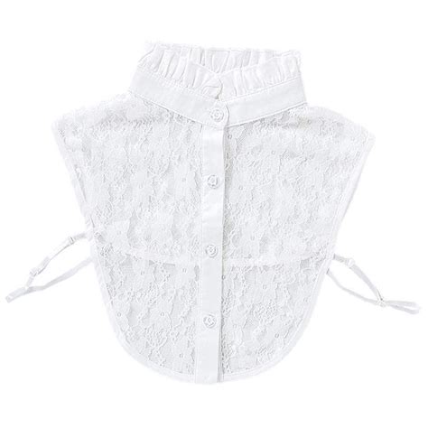 Shinywear Ruffles Turtle Neck False Shirt Collar Lace Crystal Pearls