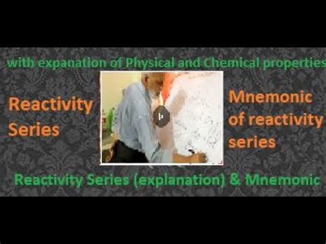 Reactivity Series Of Metals And Mnemonic Of Reactivity Series Complete Explanation