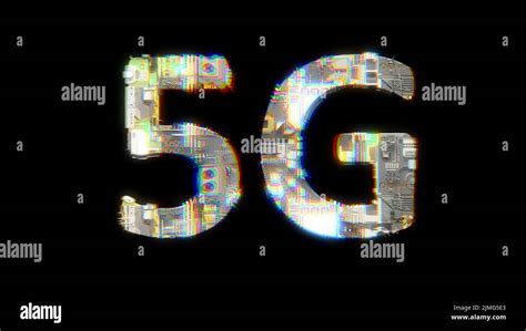 Glitch And Chromatic Aberrance Cybernetical Text 5g On Black Isolated Object 3d Rendering