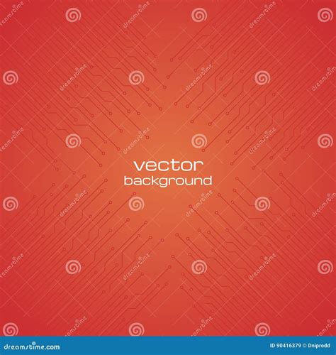 Abstract Technological Orange Background With Elements Of The Microchip Stock Vector