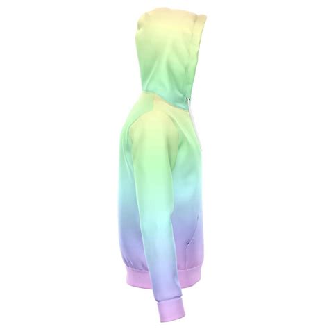 Pastel Rainbow Zipper Hoodie Tie Dye Hooded Sweatshirt Kawaii Goth