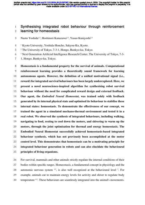 Pdf Synthesising Integrated Robot Behaviour Through Reinforcement