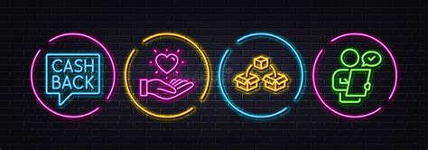 Hold Heart Parcel Shipping And Money Transfer Minimal Line Icons For Web Application Printing