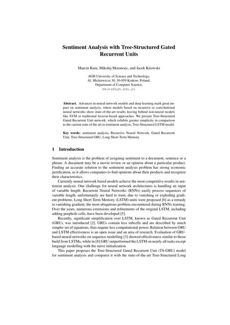 Pdf Sentiment Analysis With Tree Structured Gated Recurrent Units