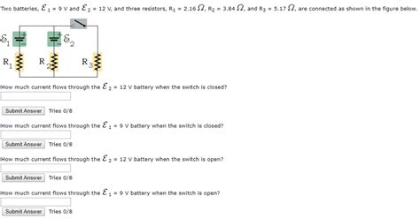 Solved Two Batteries V And V And Three Chegg Com