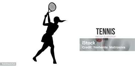흰색 배경에 테니스 선수의 추상 실루엣 라켓을 든 테니스 선수 여성이 공을 친다 벡터 일러스트 레이 션 테니스에 대한 스톡 벡터 아트 및 기타 이미지 Istock