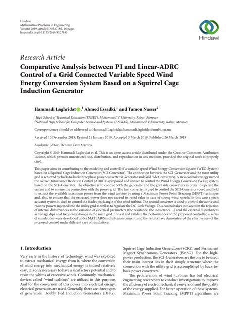 Pdf Comparative Analysis Between Pi And Linear Adrc Control Of A Grid