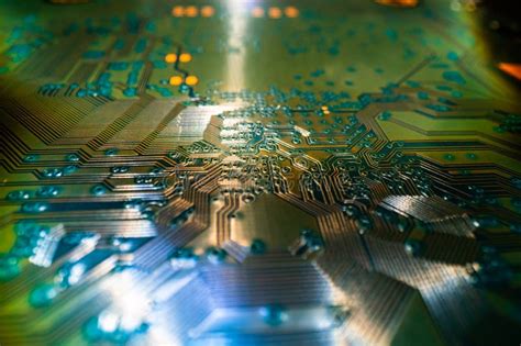 Electronic Circuit Board With Semiconductors Chip Electronic Motherboard Card Stock Image