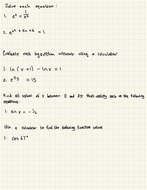 solved solve each equation ex 1e5ex2 5x 6 1evaluate each