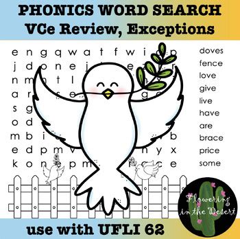 Phonics Word Search Aligns With UFLI 62 CVCe Review Exceptions TPT