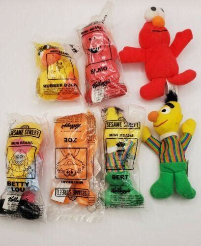 Kelloggs Sesame Street Mini Beans Rubber Ducky Elmo Bert Zoe Betty Lou