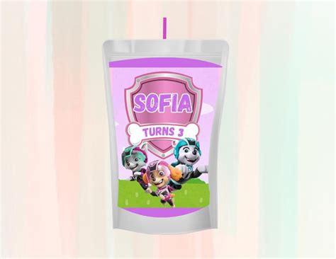 Girl Paw Patrol Not Filled Caprisun Labels Paw Patrol Juice Pouch
