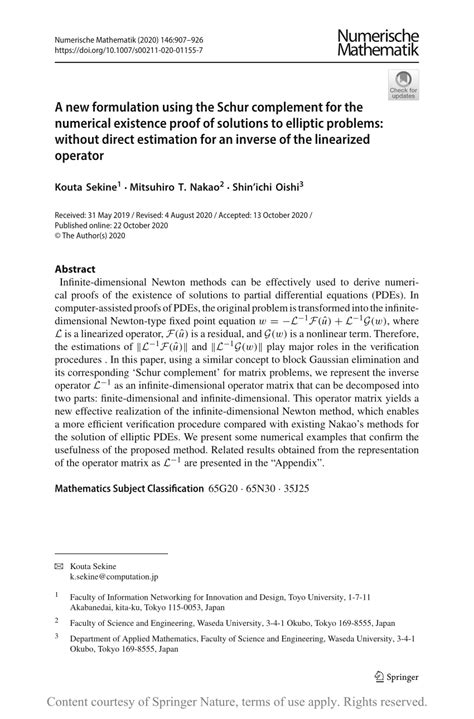 pdf a new formulation using the schur complement for the numerical